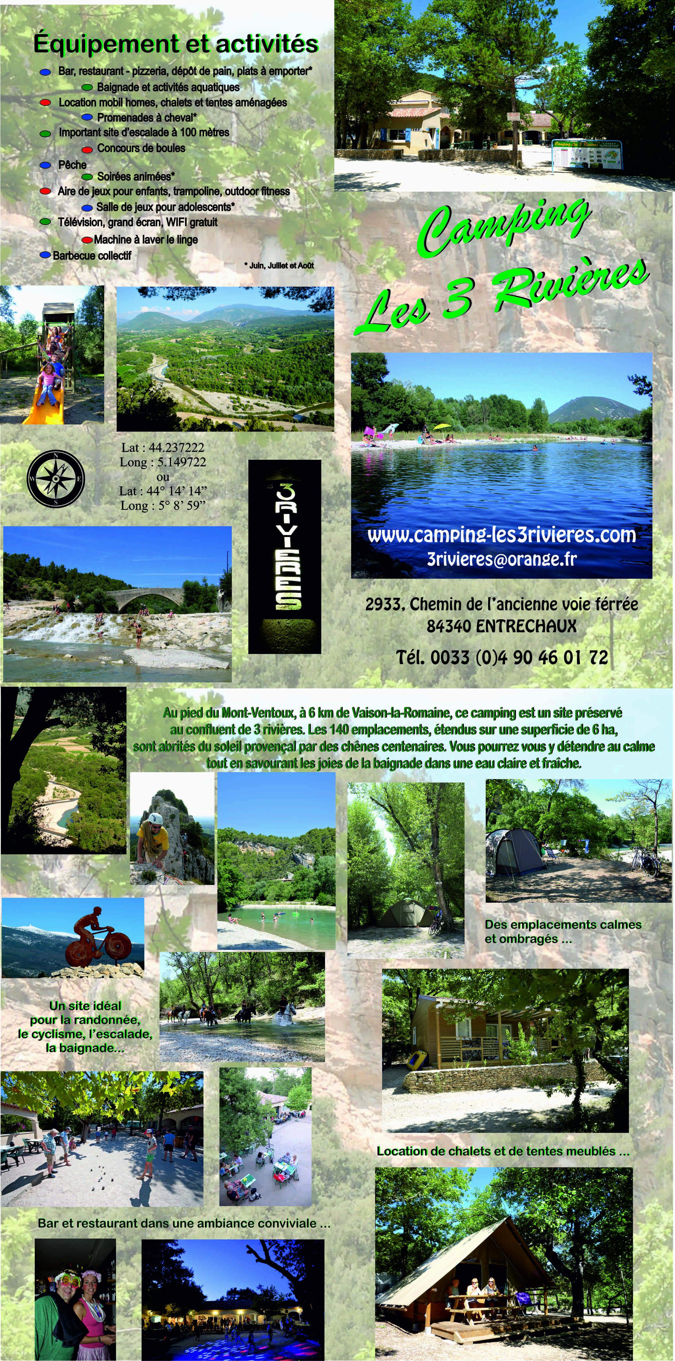 Accueil - Camping les Trois Rivères à Entrechaux, dans le Vaucluse